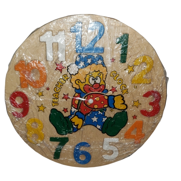 teacher clock | Toys | Vntg Wood Learninground Clock Puzzle 15 Educational Colorful Kidcore Toy ...